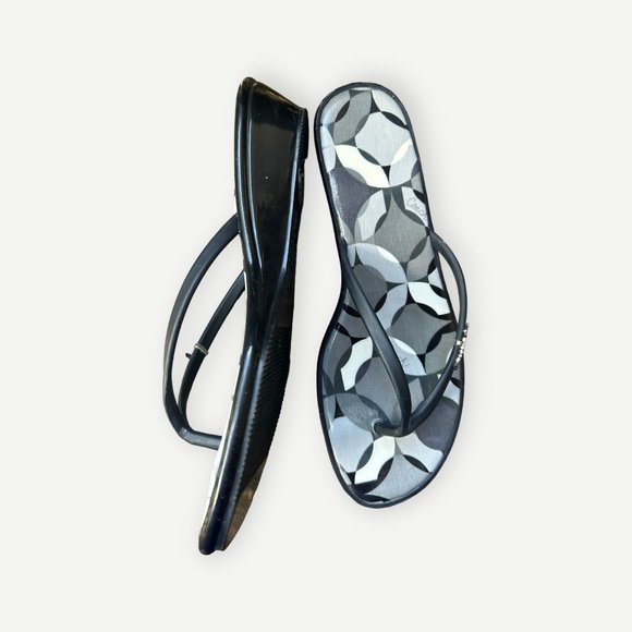 Coach | Shoes | Coach Dorann Jelly Wedge Flip Flops Sandals 55 Black ...